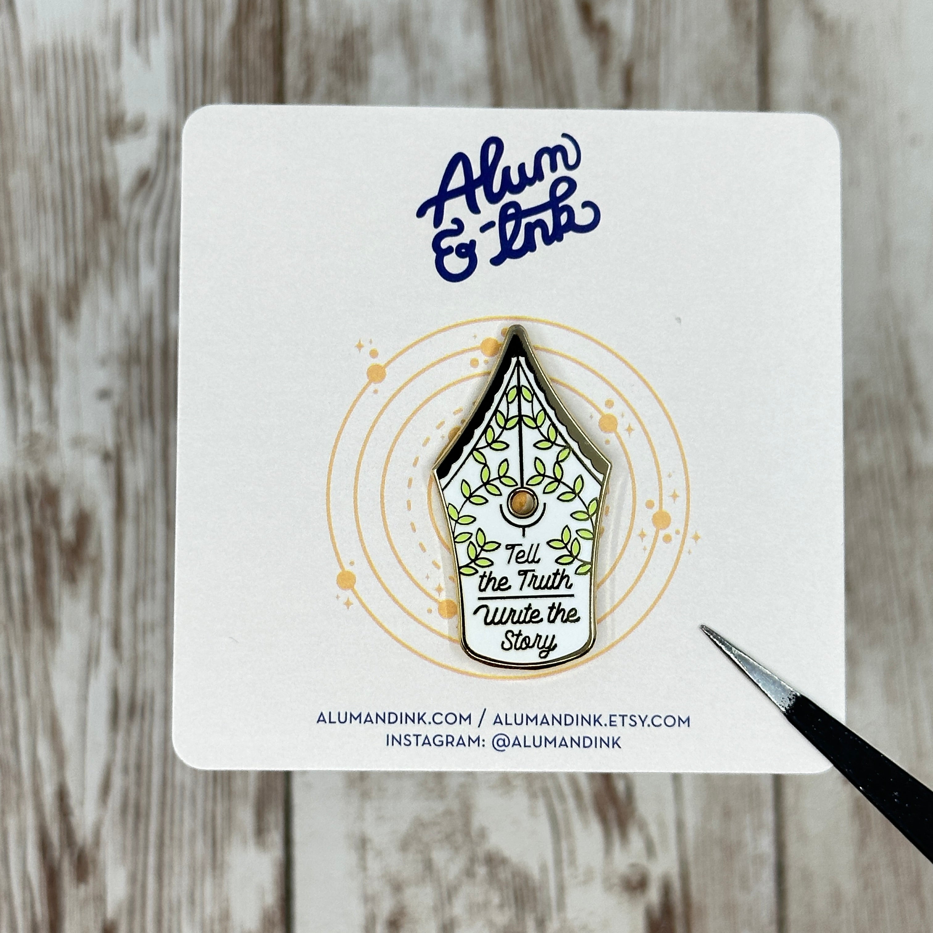 Write the Story Fountain Pen Nib Enamel Pin – Procrastiplanner, Etc.